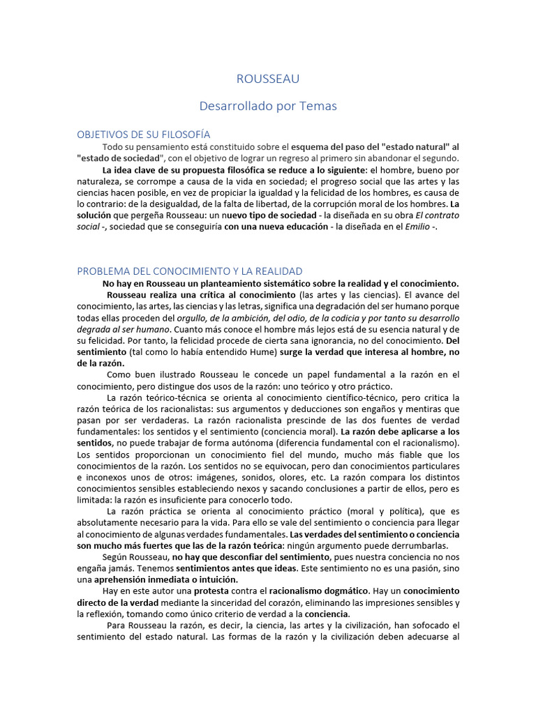 Mapa mental de Rousseau y su filosofía | PDF | Jean-Jacques Rousseau ...