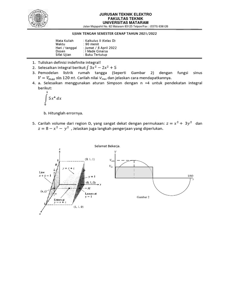 UTS - Kalkulus - II - I Made Ginarsa - Hurcp | PDF