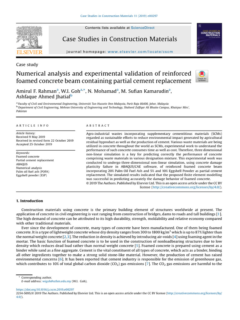 Numerical Analysis and Experimental Validation of Rein 2019 Case Studies in | PDF | Concrete ...