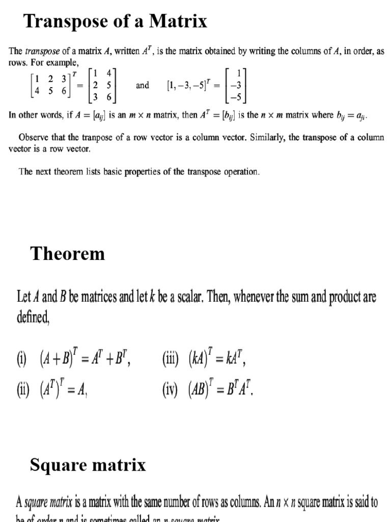 Matrix Transpose and Invertibility Guide | PDF