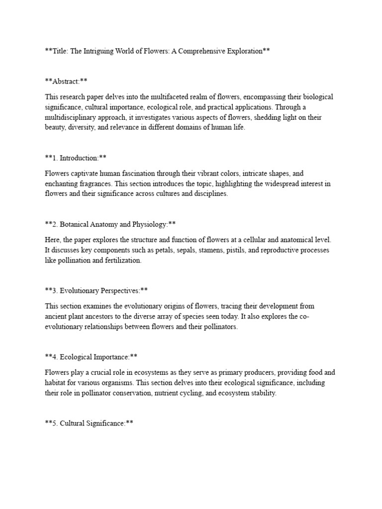 Research Paper of Flower | PDF | Flowers | Conservation Biology