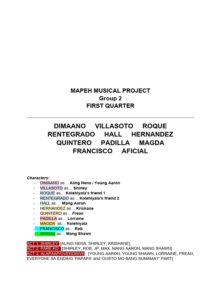 Mapeh Musical Project | PDF