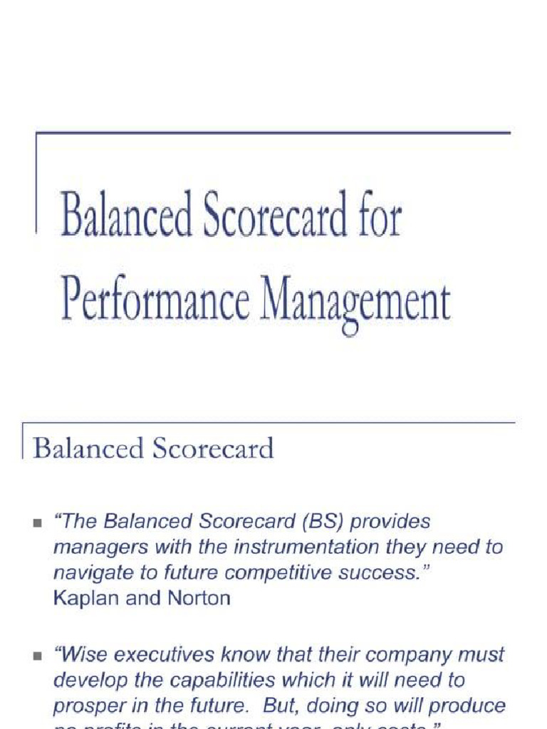 U4 Balance ScoreCard For Performance MGMT | PDF