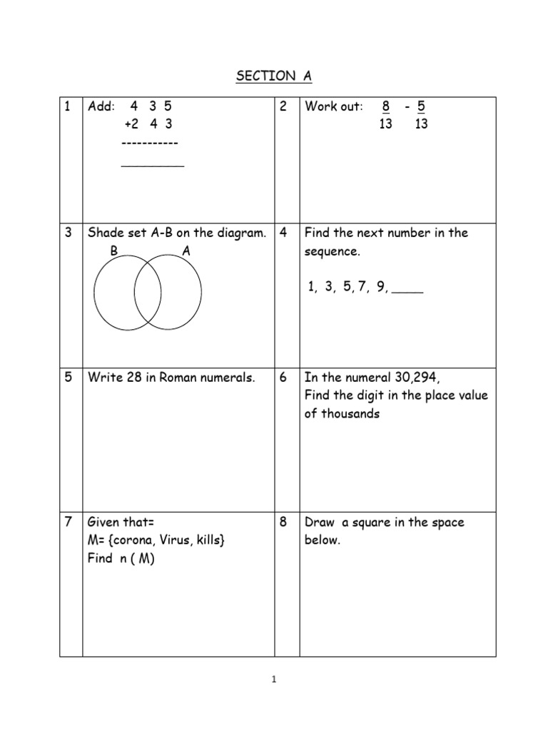P4 Math Set 1 | PDF | Mathematical Notation | Elementary Mathematics