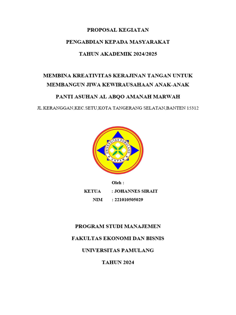 PROPOSAL KEGIATAN PKM Kel 22 | PDF