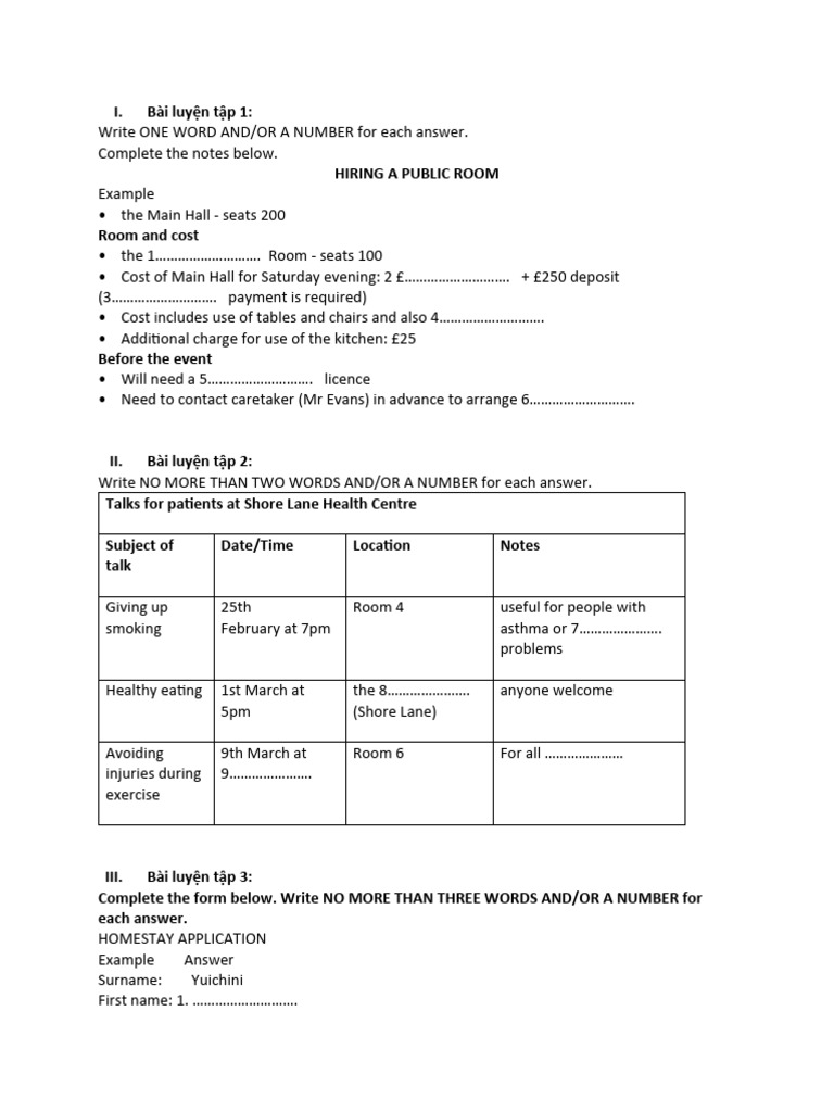 Practice - Gap Filling Form Completion | PDF