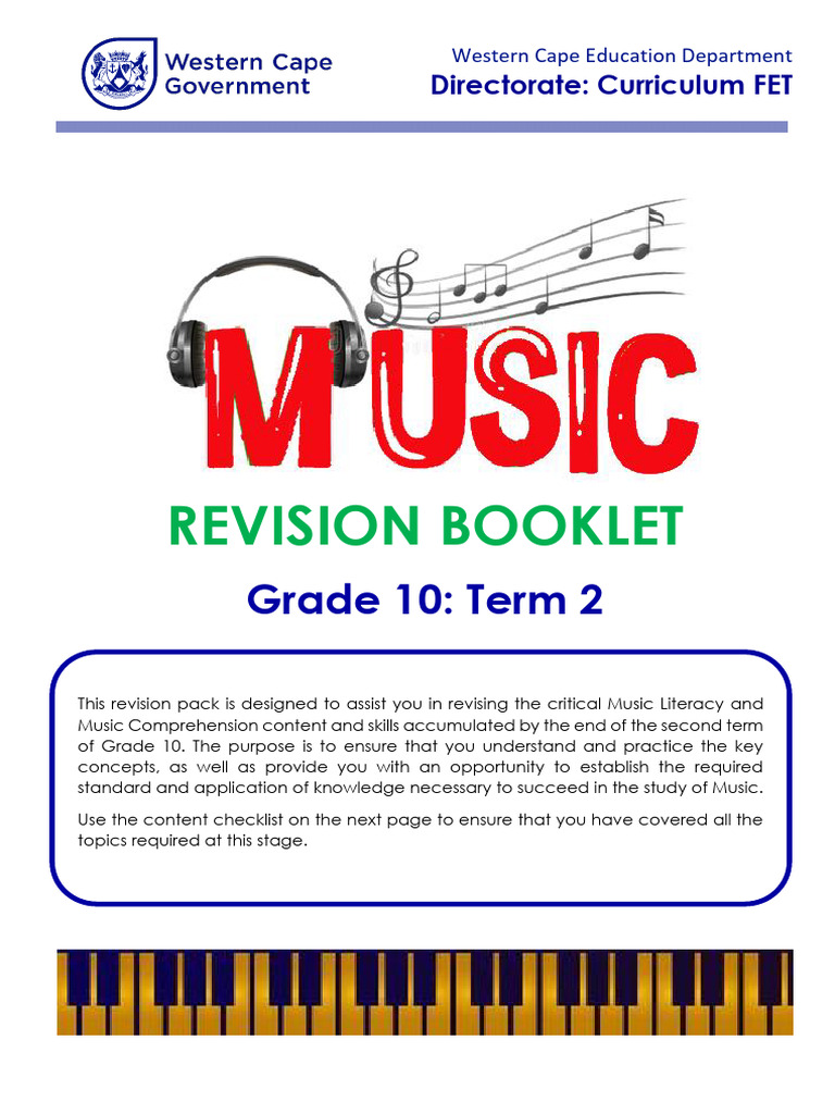 Grade 10 Music Revision Pack Term 2 | PDF | Minor Scale | Scale (Music)