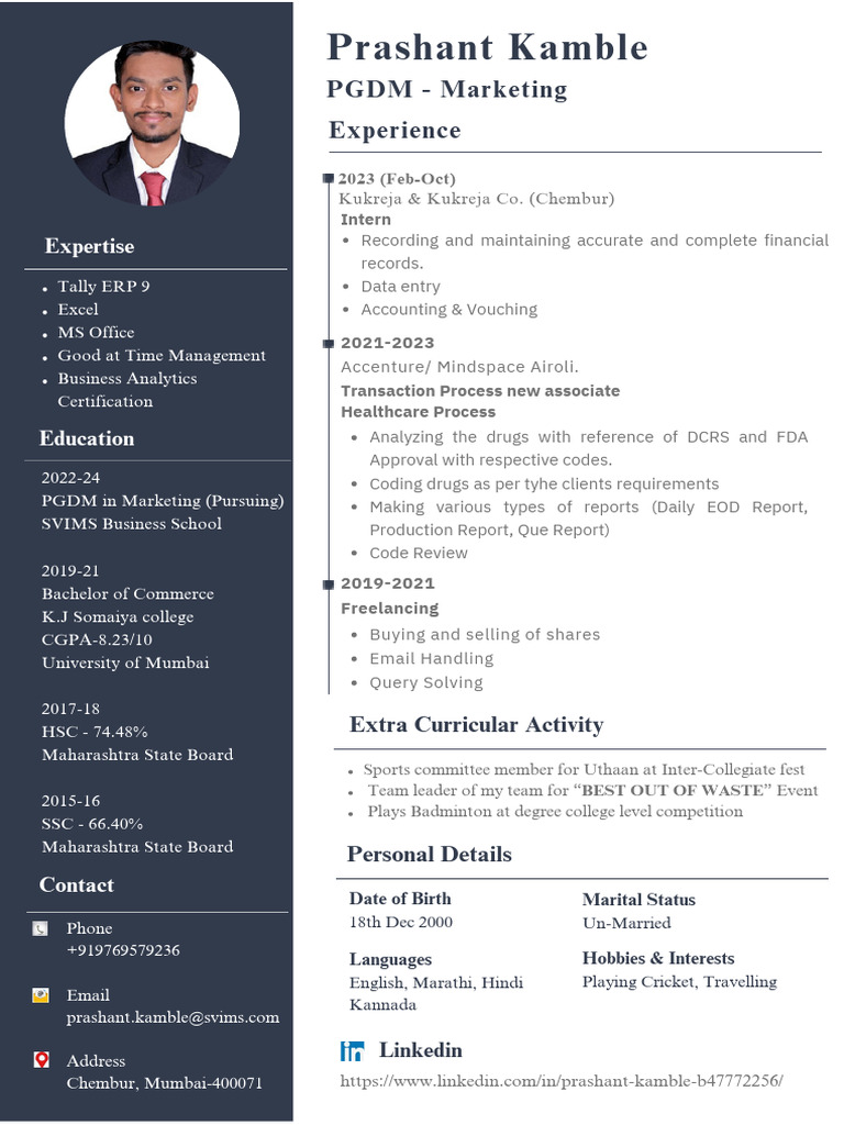 Prashant Kamble CV - 6021 | PDF | Business