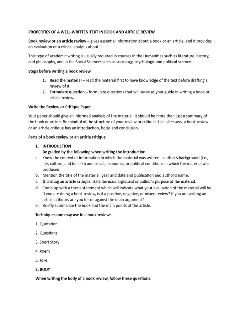 Book and Article Review | PDF | Knowledge | Critical Thinking