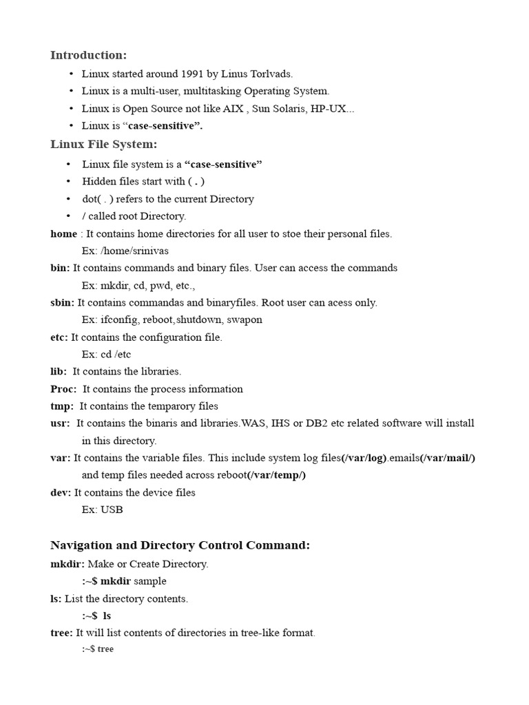 Linux File System and Commands Guide | PDF | Computers