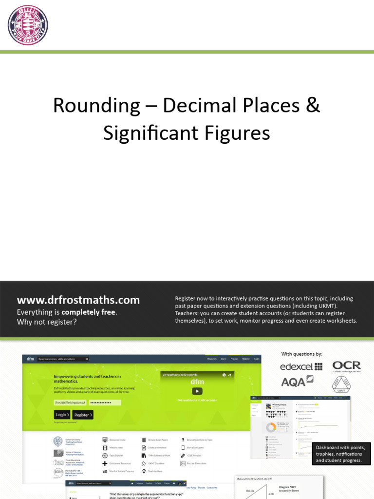 Rounding and Significant Figures Guide | PDF | Significant Figures ...