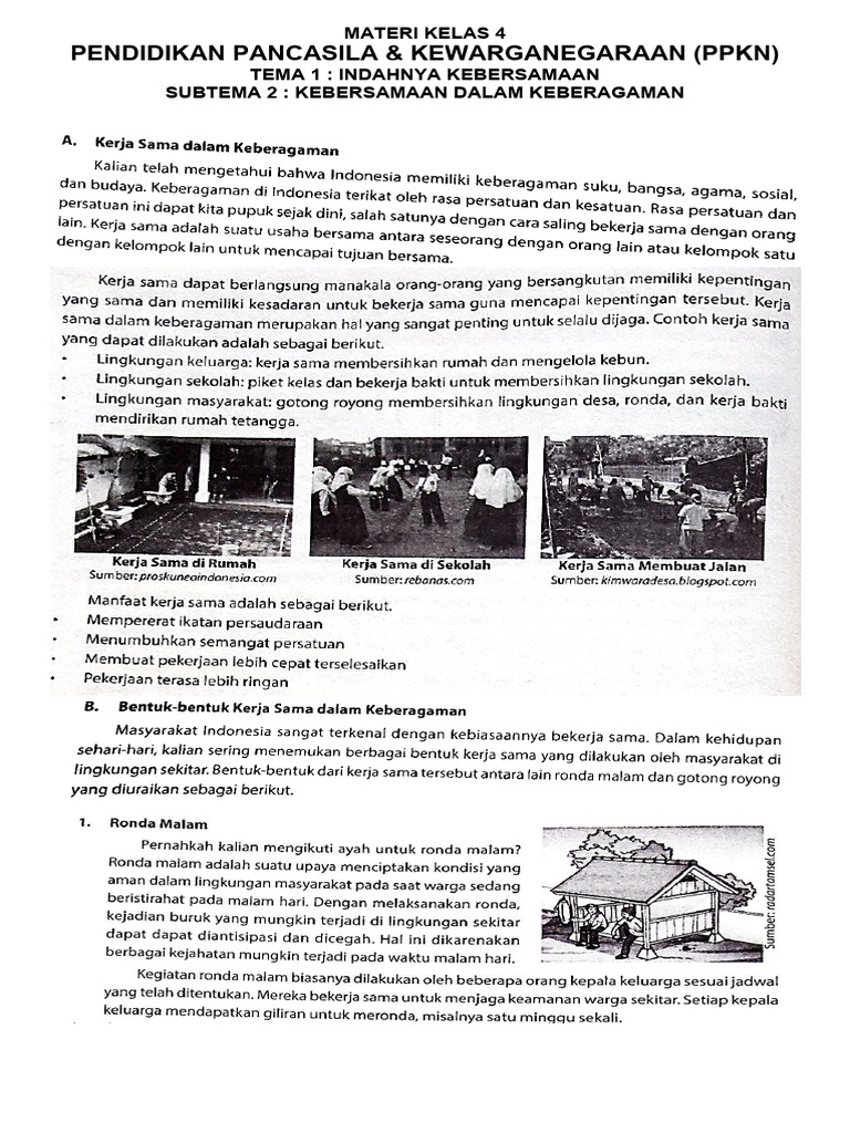Rangkuman Materi Kelas 4 Tema 1 Subtema 2 - PPKN | PDF | Sains & Matematika