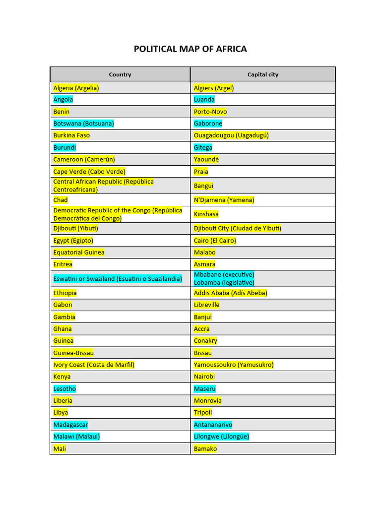 Africa Political Map | Download Free PDF | Africa