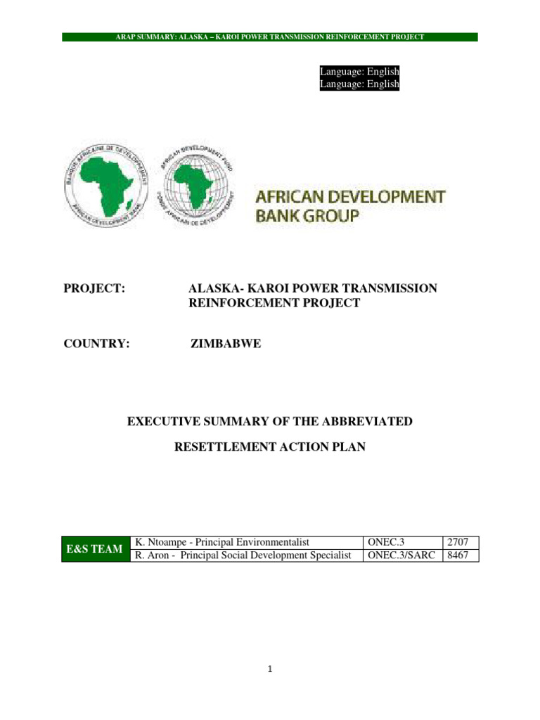 Zimbabwe - Alaska-Karoi Power Transmission Reinforcement Project - ARAP ...