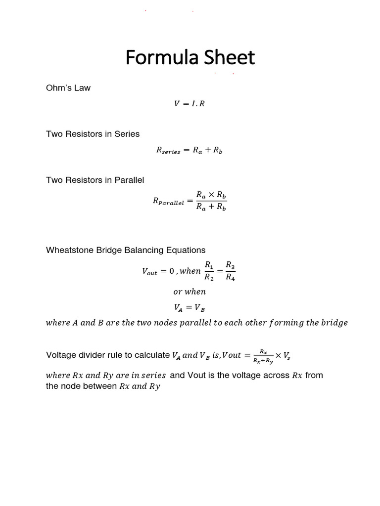 Formula Sheet For ICT - 3 | PDF | Teaching Methods & Materials