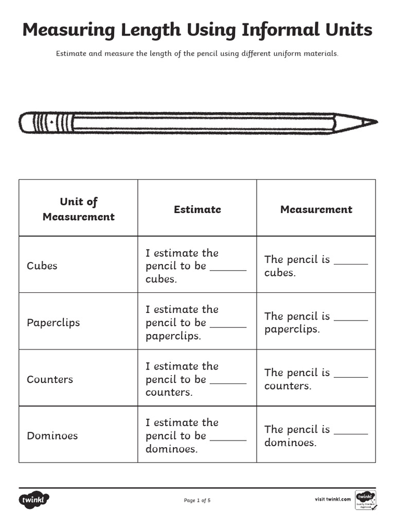 Measuring Length with Informal Units | PDF | Writing Implements ...