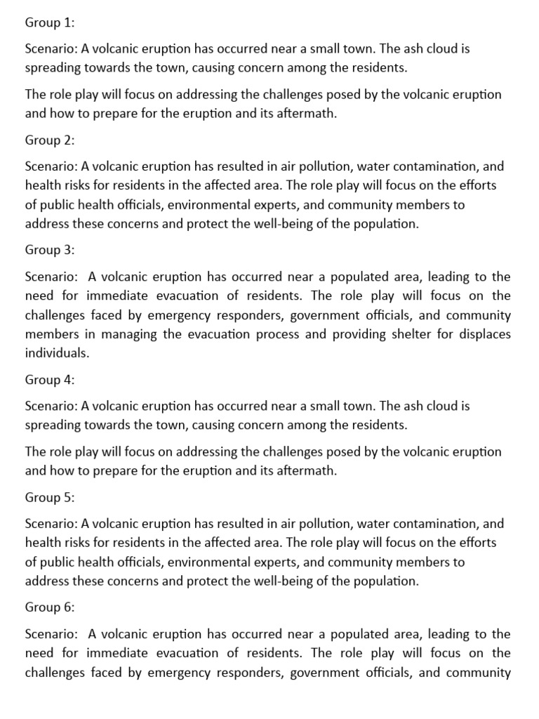Volcanic Eruption Response Scenarios | PDF