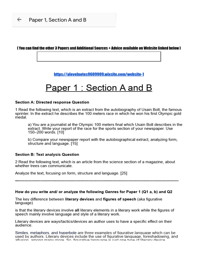 Paper 1 Section A and B | Download Free PDF | Essays | Narration