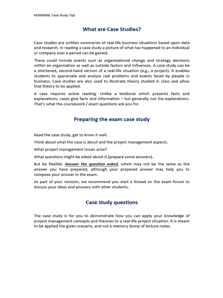 Case Study Tips | Download Free PDF | Theory | Risk