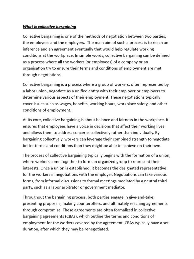 Unit 2 Collective Bargain+types+c98 | PDF | Collective Bargaining ...