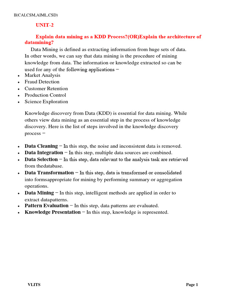 DWDMunit-2 | PDF | Databases | Machine Learning