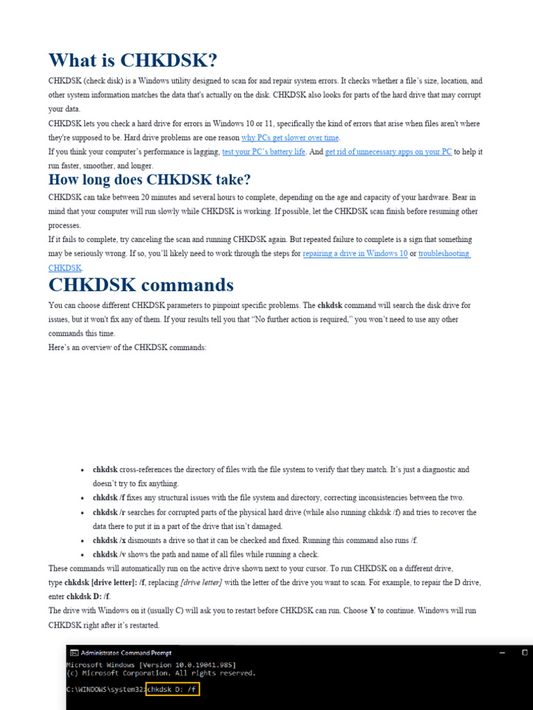 What Is CHKDSK | PDF | Computer File | Hard Disk Drive