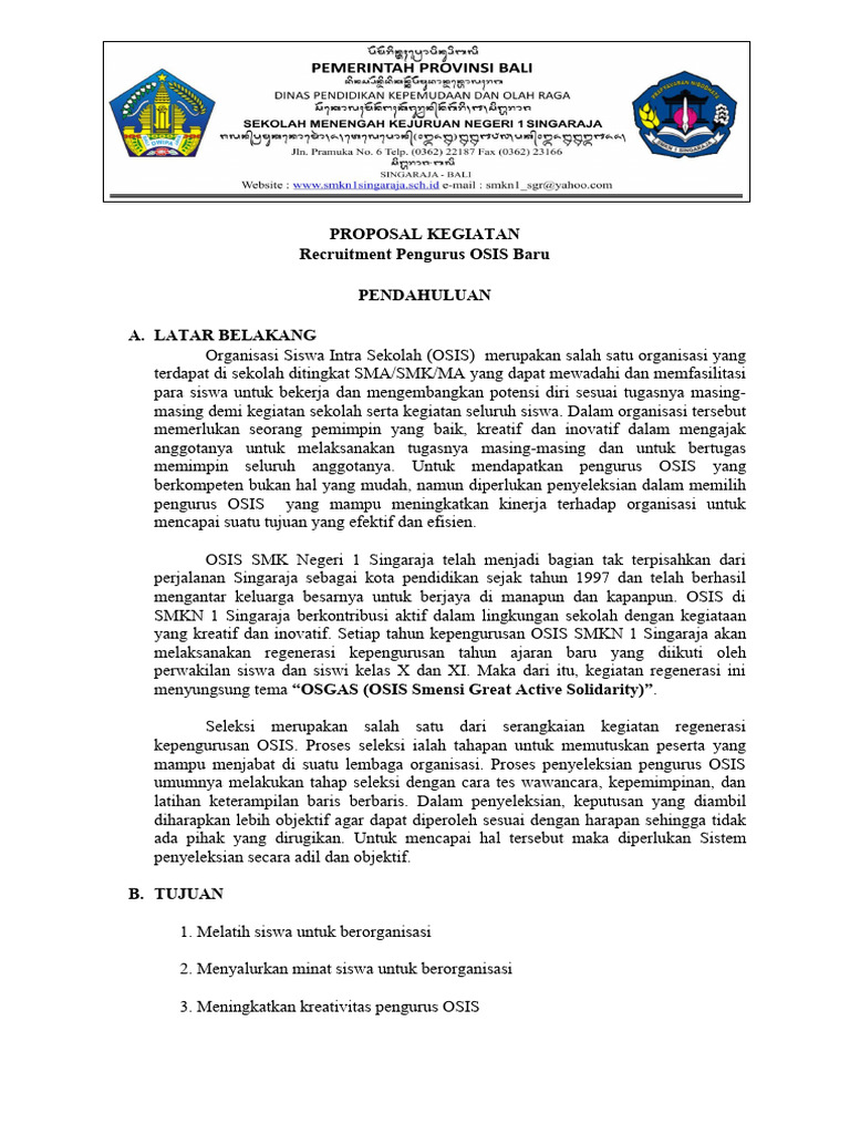 Proposal Osis Baru 2023-2024 | PDF