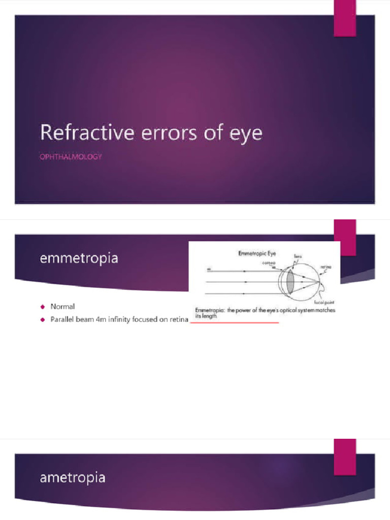Refractive Errors of Eye Ophthalmology Medicine From Search 12 2 | PDF