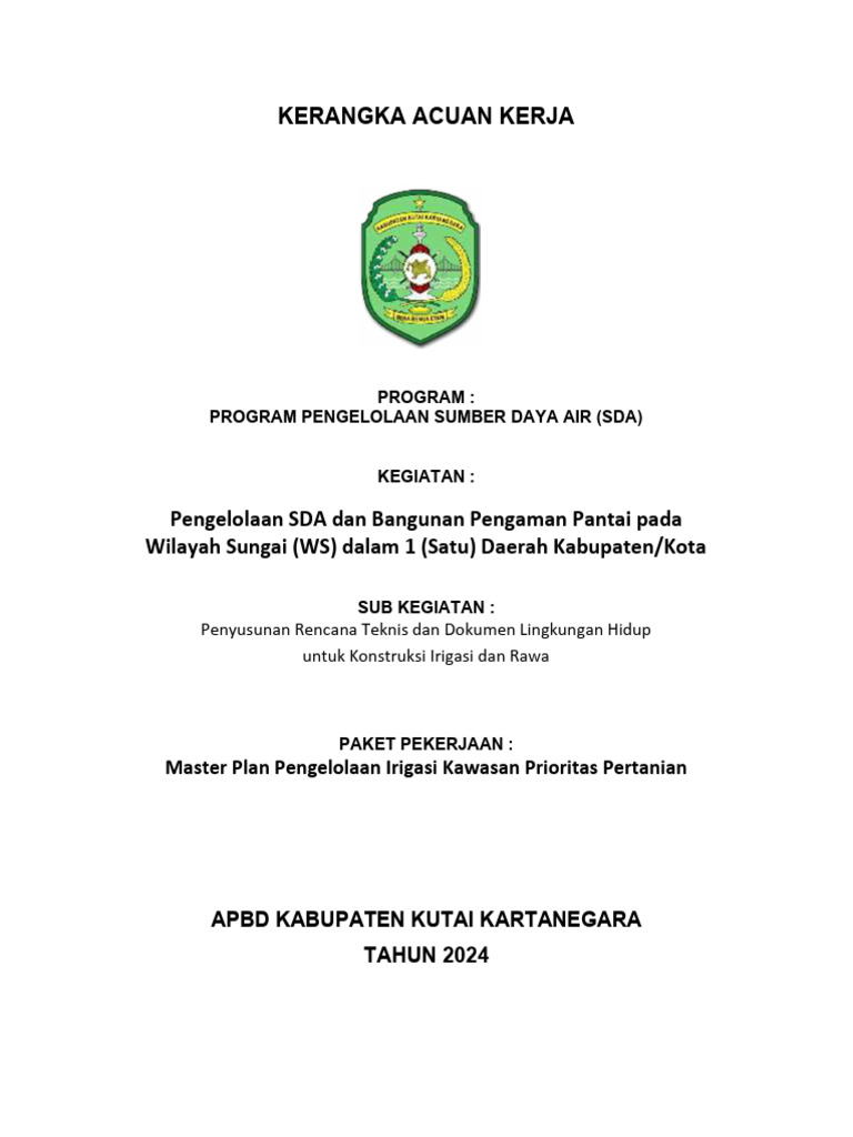 KAK MASTER PLAN IRIGASI REVISI | PDF