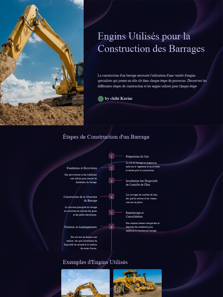 Engins Utilises Pour La Construction Des Barrages . | PDF | Barrage | Ingénierie civile
