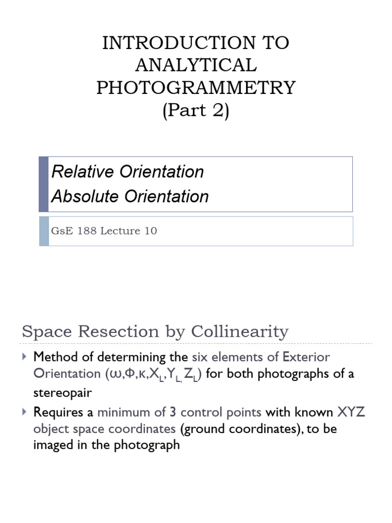 Lecture 10 Relative and Absolute Orientation | PDF | Cartesian ...