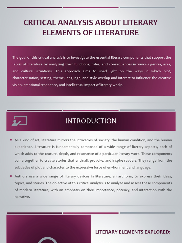 Critical Analysis ABOUT Literary Elements OF Literature 1 | PDF ...