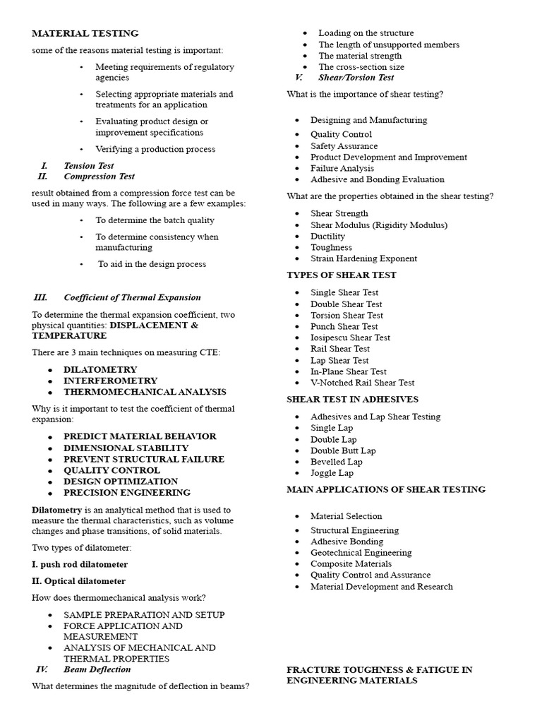 Reviewer Chapter 9-10 | PDF | Fracture | Fatigue (Material)