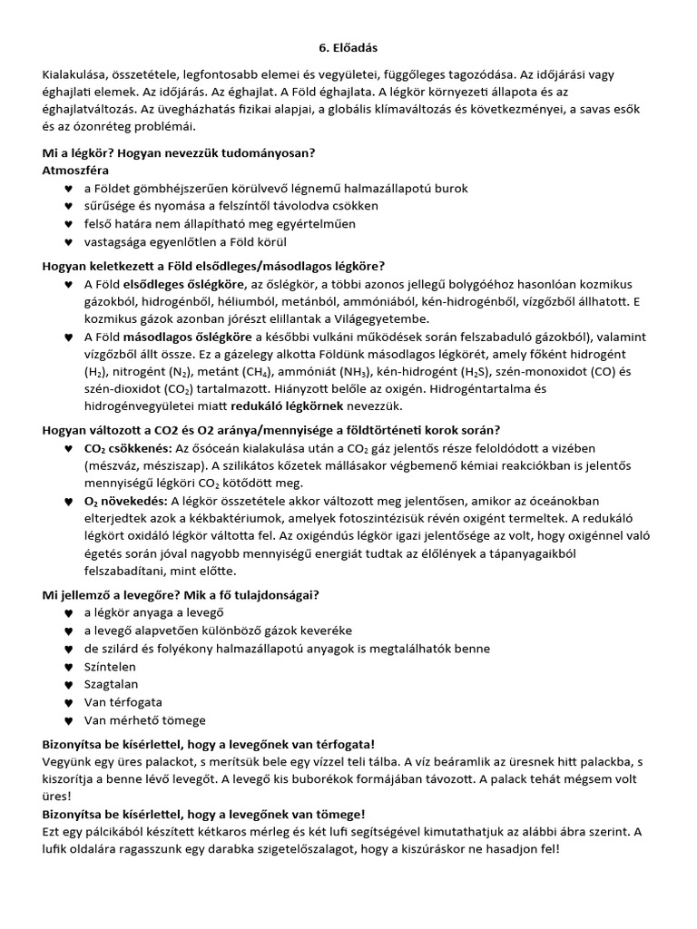 Légkör. Időjárás, Éghaklati Elemek. | PDF