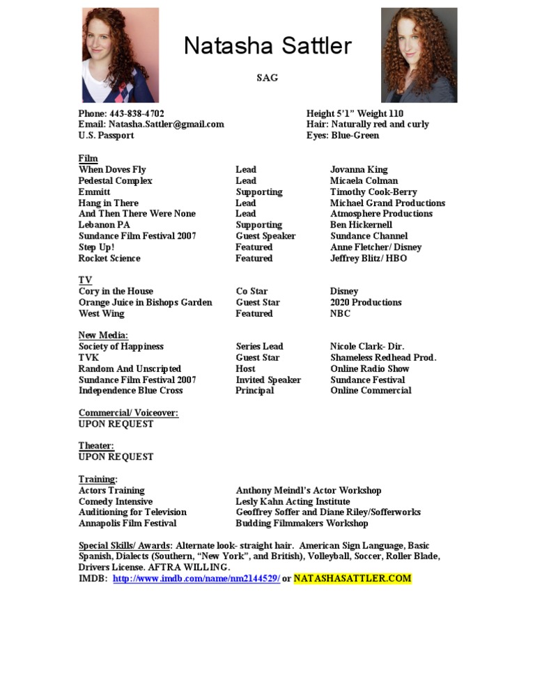 1natasha Sattler 2011 Resume Picture | PDF