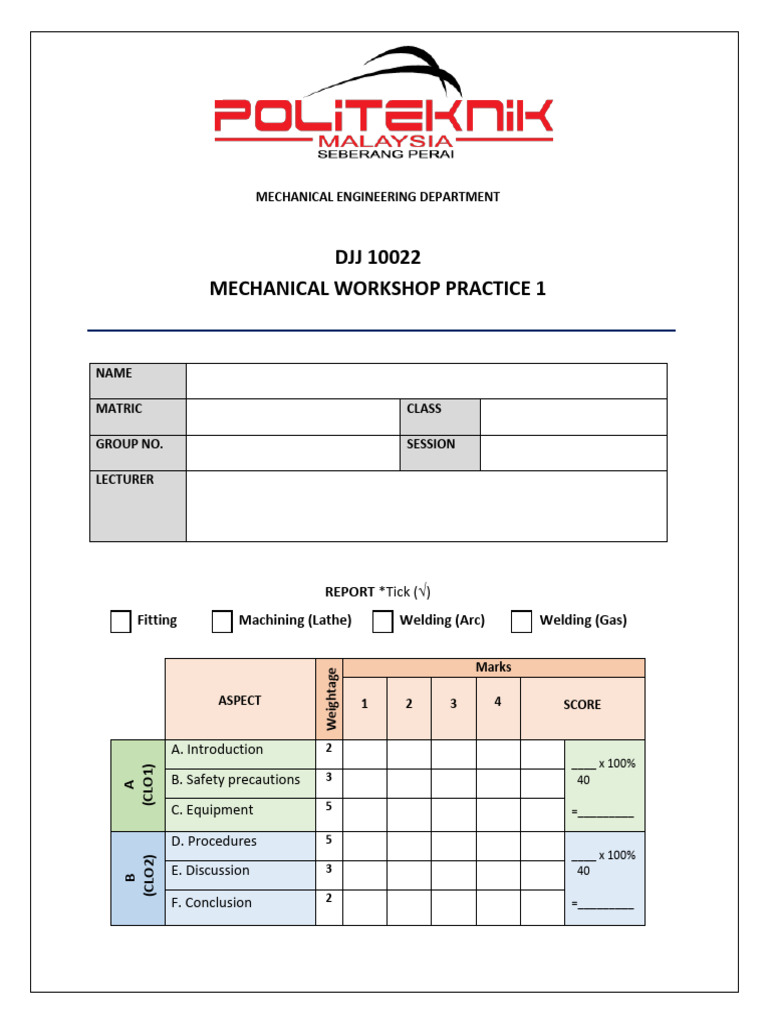 Mechanical Workshop Practice Report | PDF | Technology & Engineering