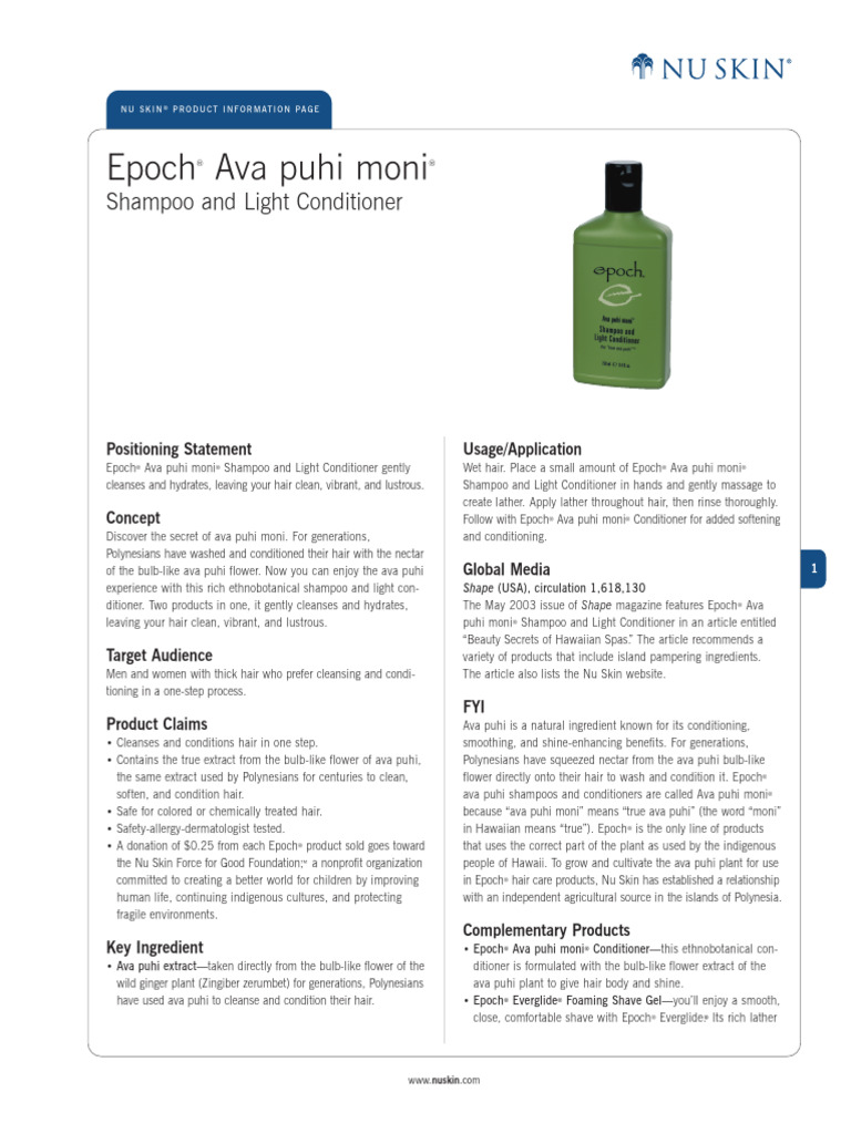 Avapuhi Shampoo Product Profile | PDF | Shampoo
