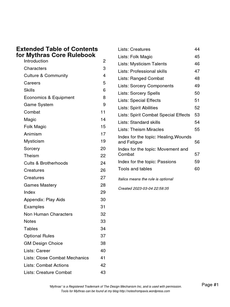 Mythras Core Rulebook Overview | PDF