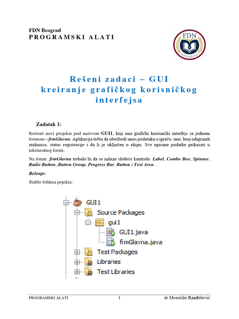 FDN Beograd Zbirka Zadataka - GUI | PDF