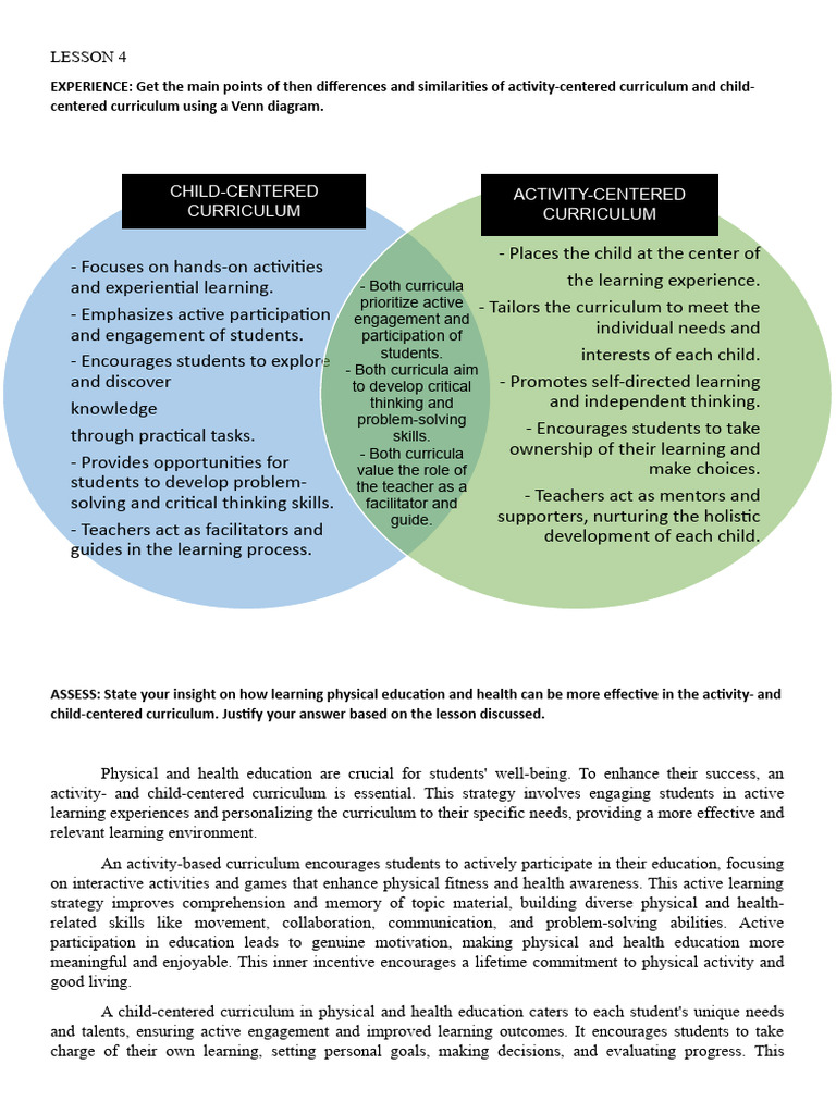 LESSON 4 IN PE ANSWERS | PDF | Curriculum | Behavior Modification