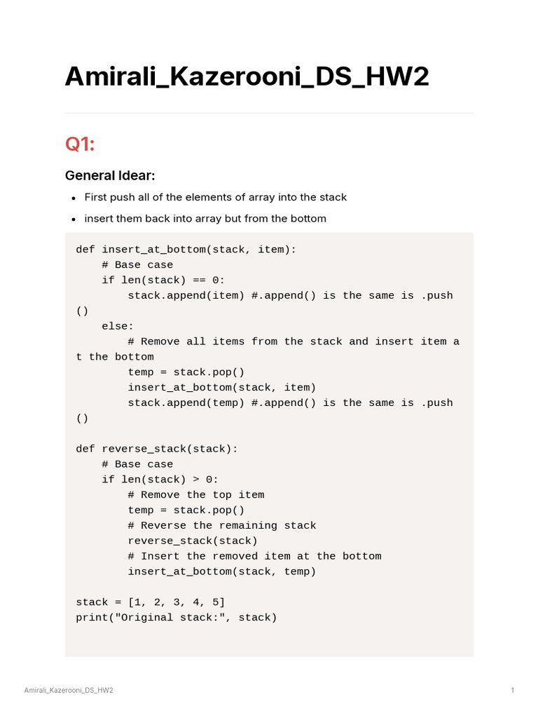 Amirali Kazerooni DS HW2 | PDF | Queue (Abstract Data Type) | Computer Science