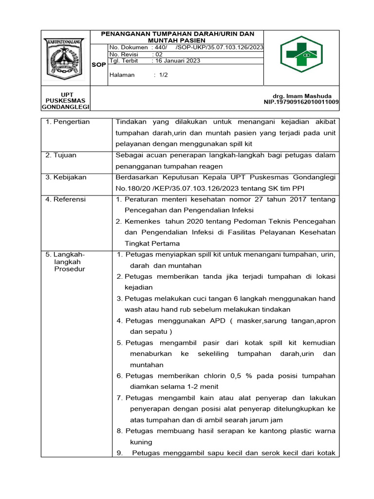 Sop Tumpahan Darah | PDF