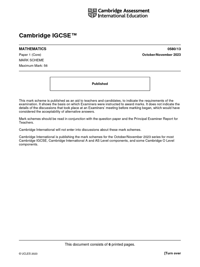 Cambridge Igcse ™ Mathematics 0580 13 Pdf Decimal Mathematics
