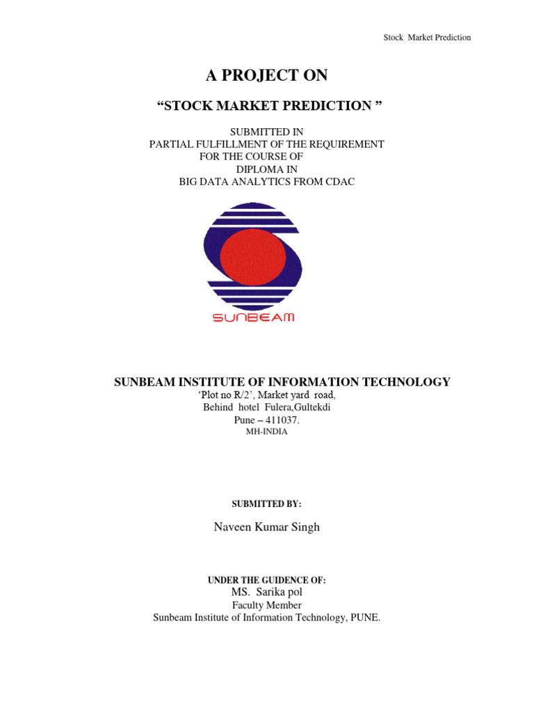 A Project On Stock Market Prediction Sub | PDF | Support Vector Machine ...