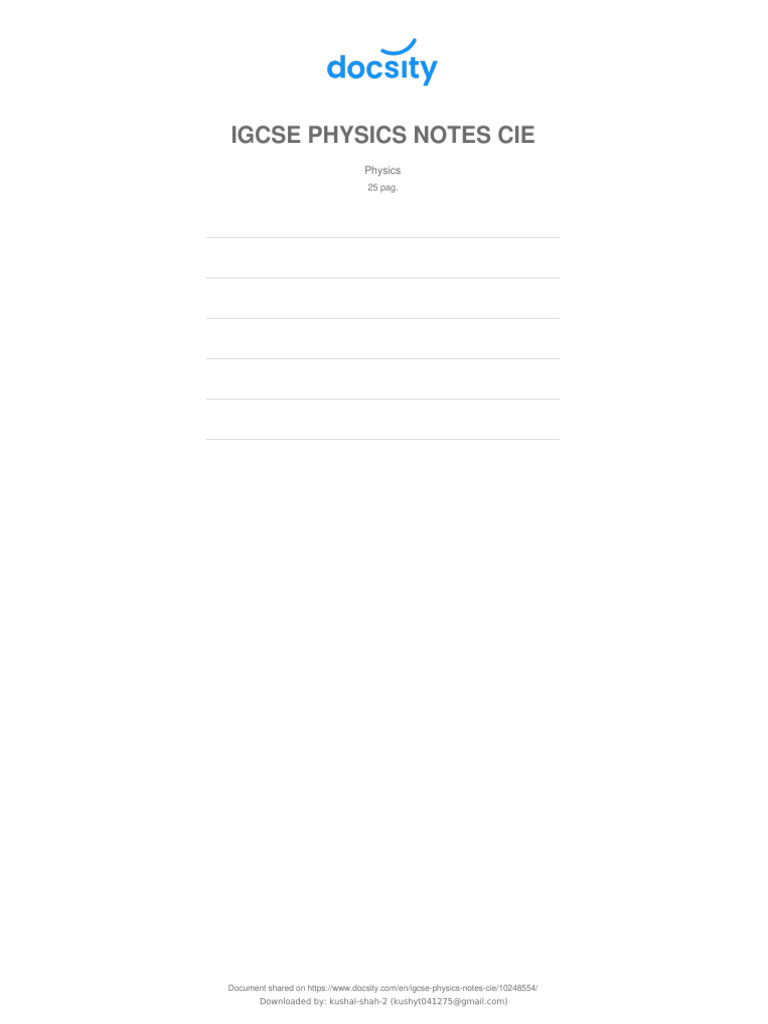 Docsity Igcse Physics Notes Cie | PDF | Force | Momentum