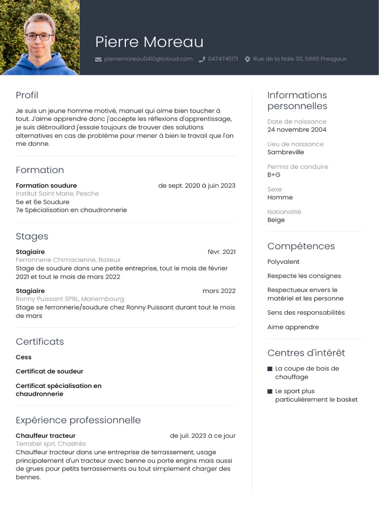 CV de Pierre Moreau | PDF