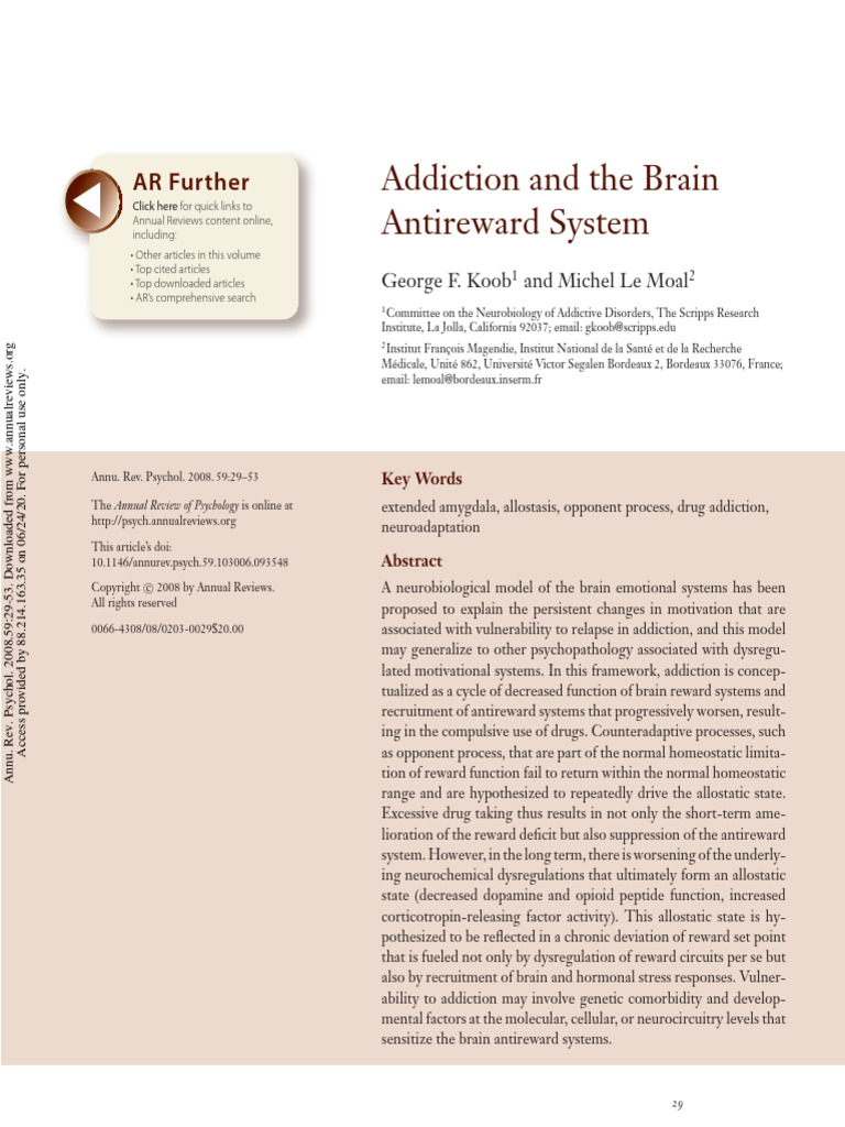 Addiction and The Brain Antireward System | PDF | Substance Dependence ...