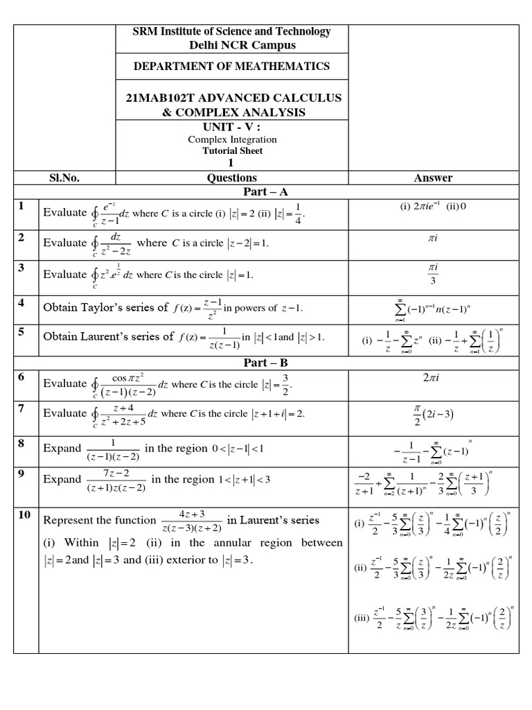 Complex Integration Tutorial Pdf Calculus Mathematical Analysis 3295