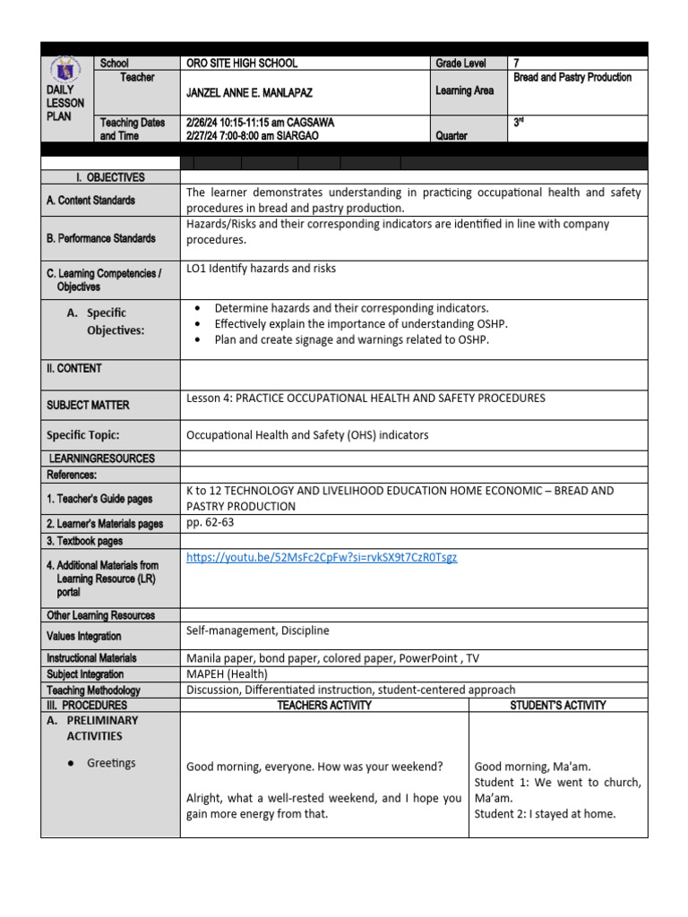 Dlp-Tle Module 4 Osh Indicators | PDF | Hazards | Occupational Safety And Health
