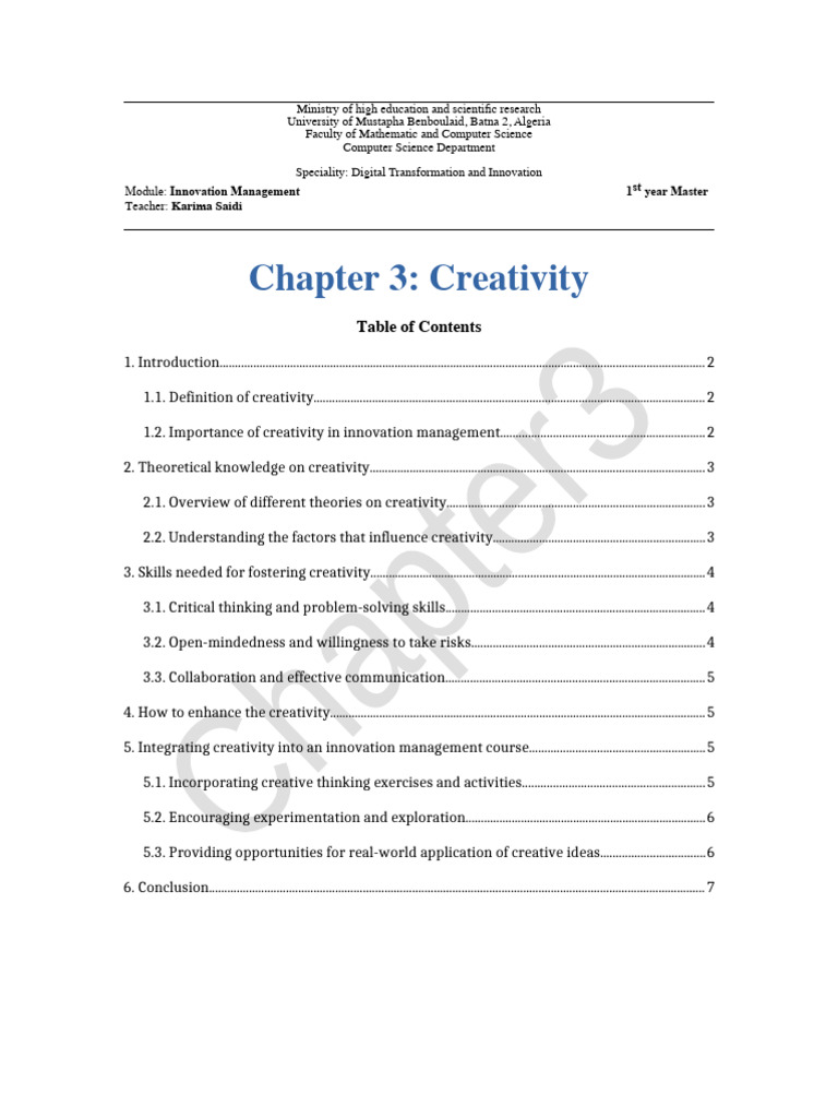 Chapter3 - Creativity | PDF | Creativity | Innovation